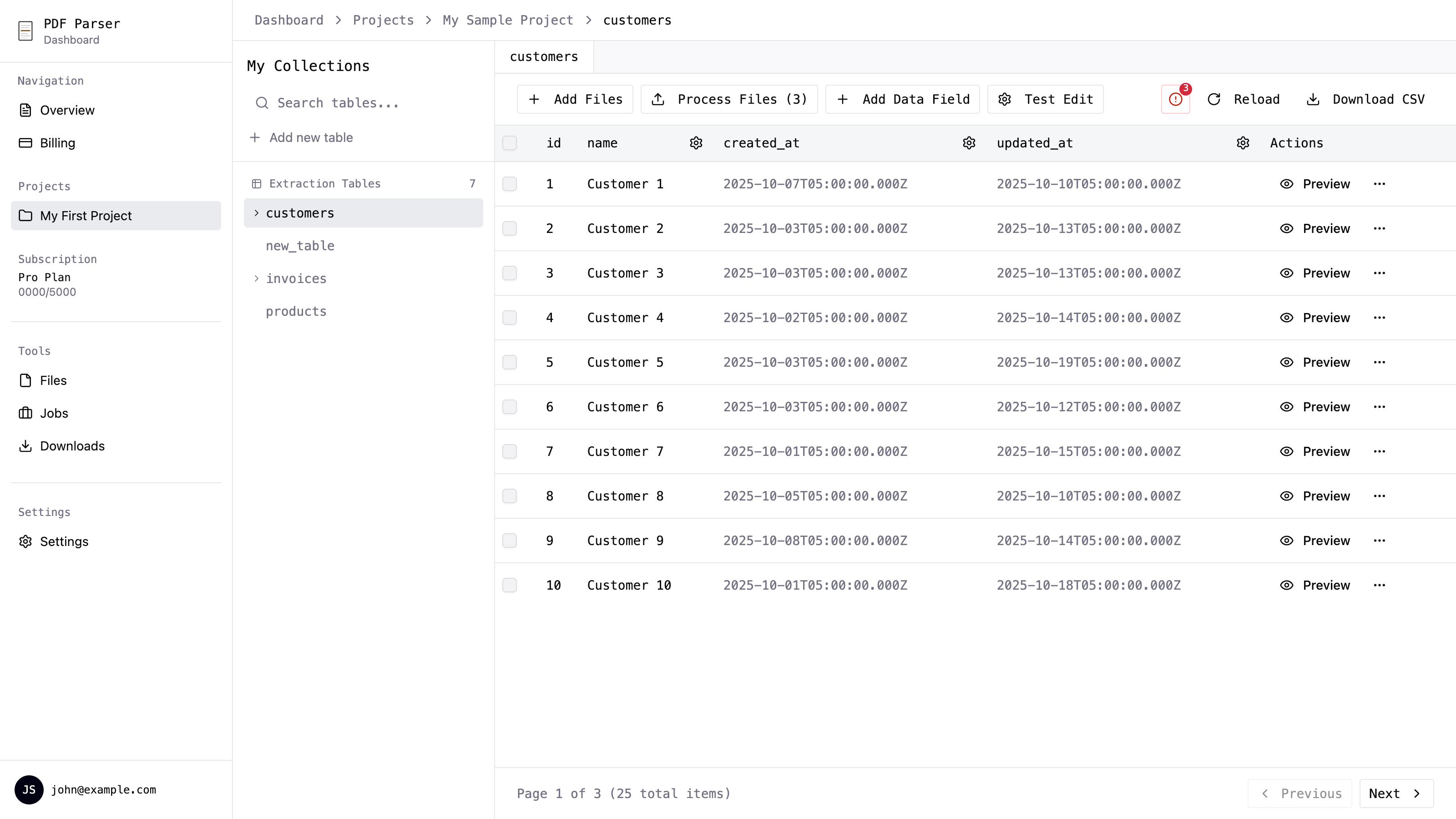 PDF Document Parser to SQLite, JSON, and CSV
